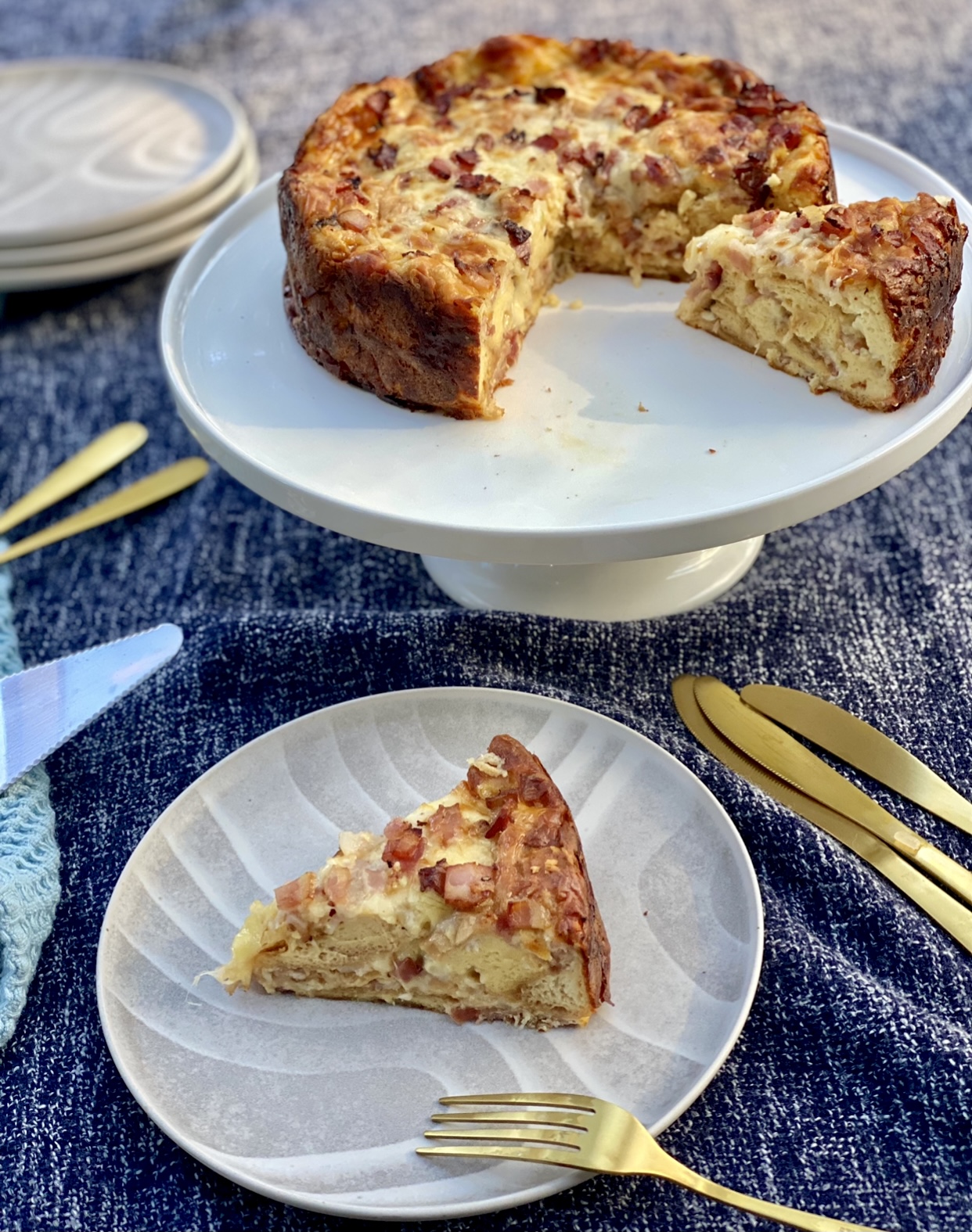 Easy Overnight Breakfast Strata with Eggs, Bacon & Cheese - 3CatsFoodie