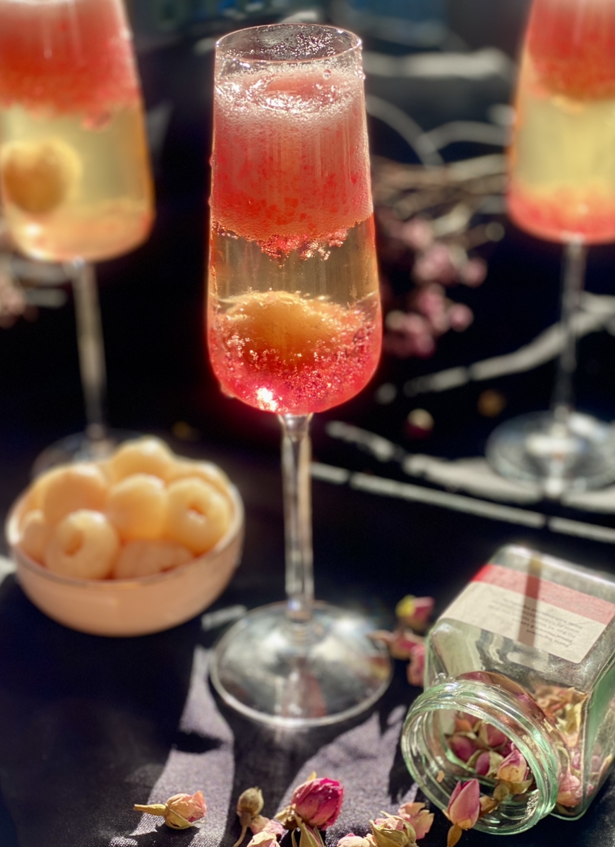 Lychee Rose Cocktail with Watermelon Jelly - 3CatsFoodie